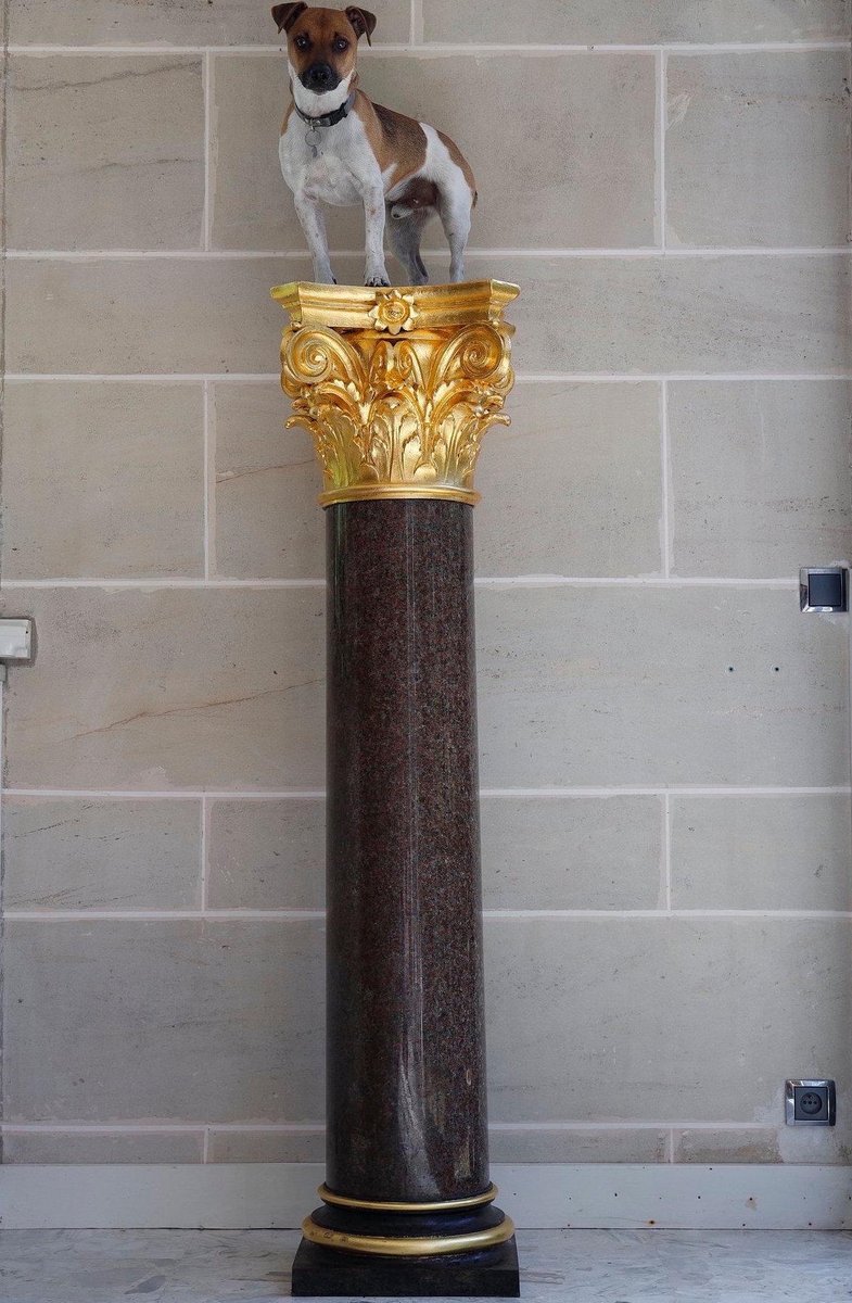 Große neoklassizistische Säule aus Rotem Granit & Vergoldeter Bronze ...