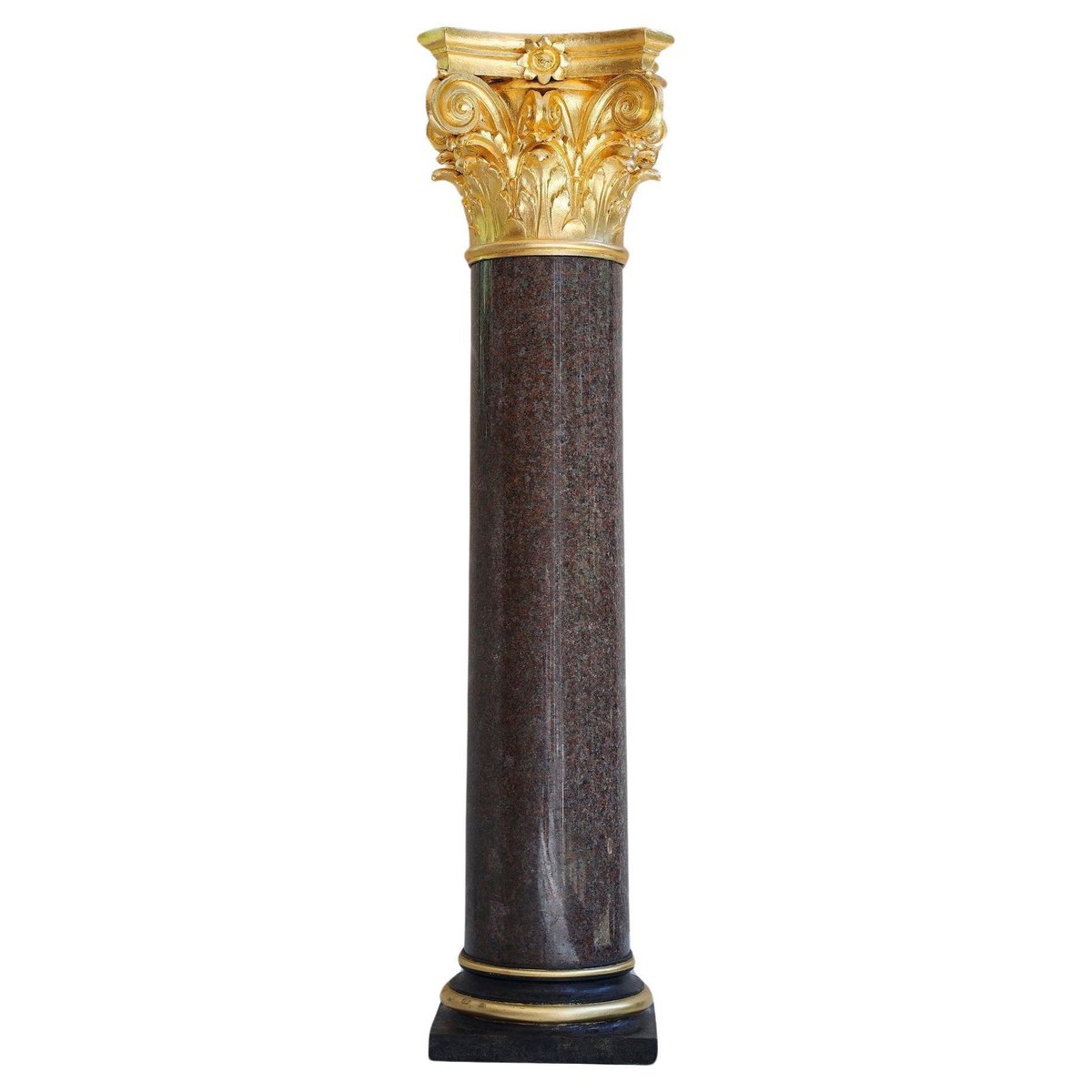 Large Neoclassical Red Granite and Gilt Bronze Column, 1950s for sale ...