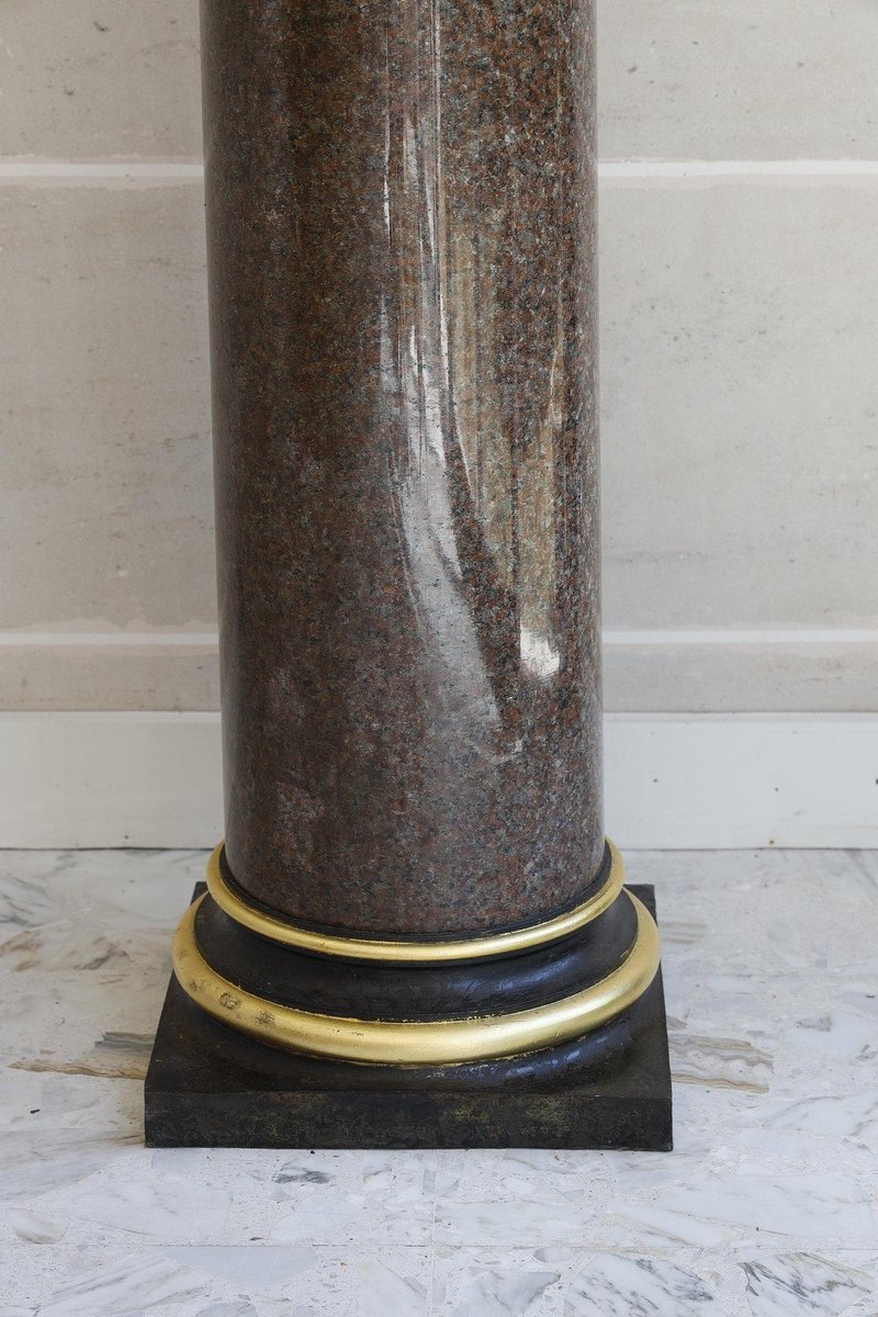 Large Neoclassical Red Granite and Gilt Bronze Column, 1950s for sale ...