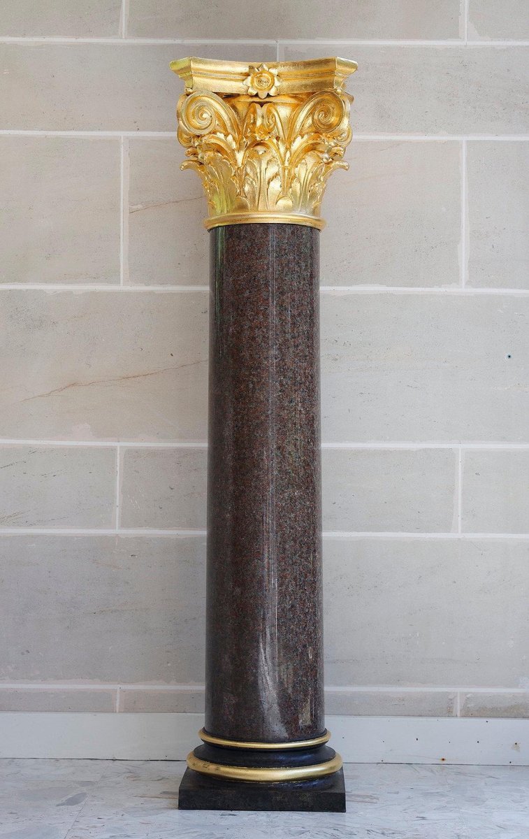 Large Neoclassical Red Granite and Gilt Bronze Column, 1950s for sale ...