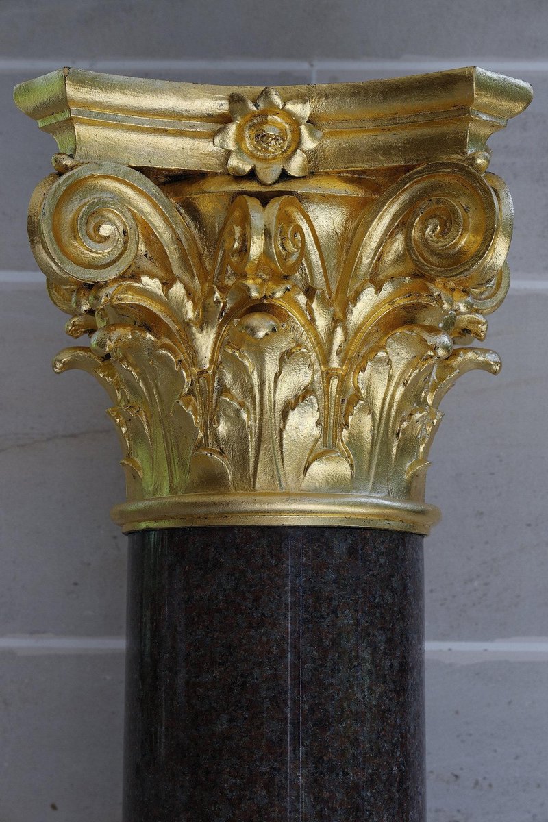 Large Neoclassical Red Granite and Gilt Bronze Column, 1950s for sale ...