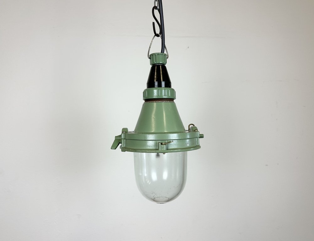 Industrial Soviet Green Pendant Light, 1960s for sale at Pamono