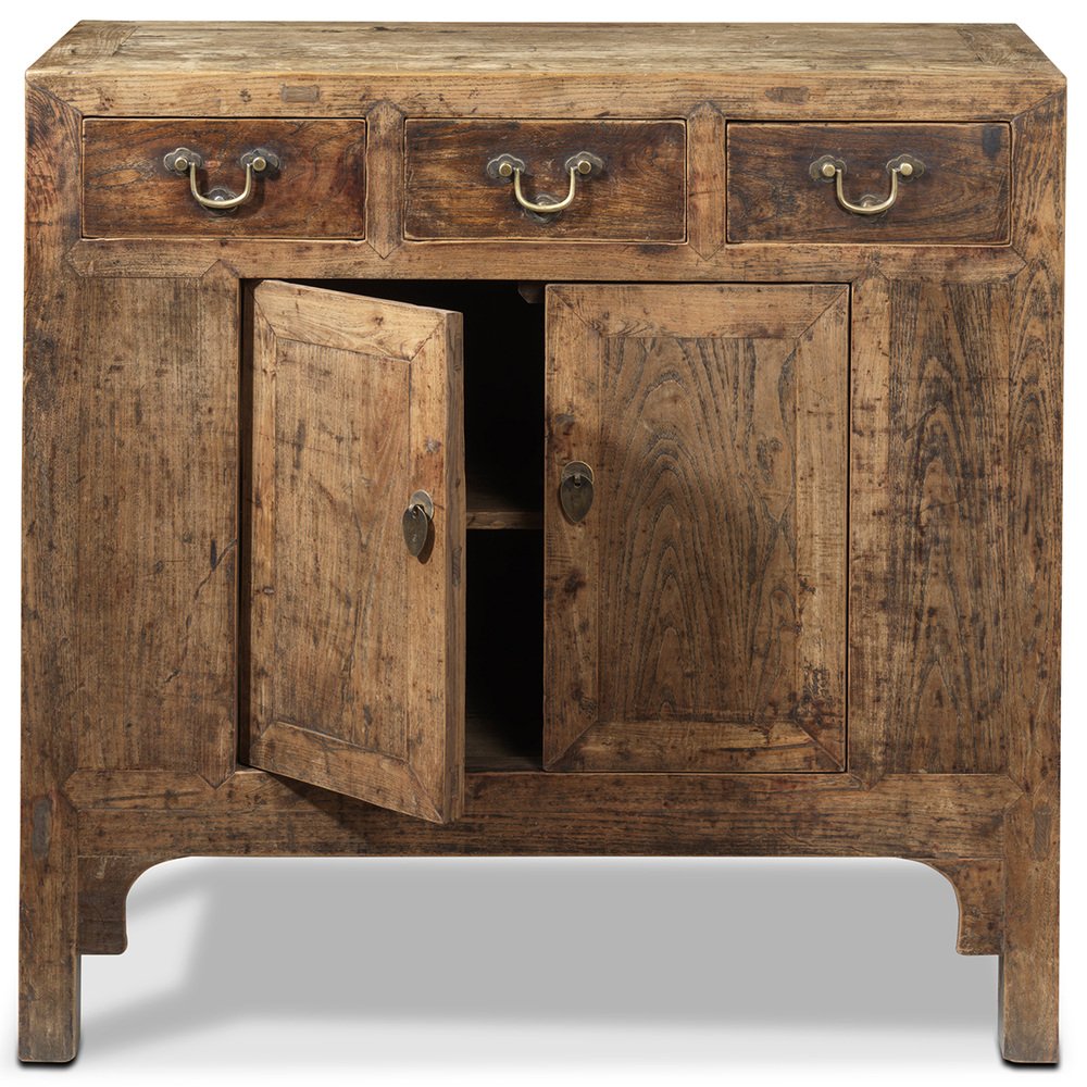 Square Elm Storage Cabinet, 1890s for sale at Pamono