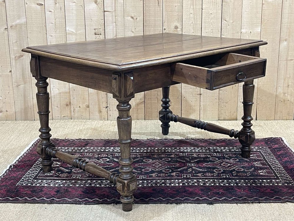 Oak Office Table with Drawer, 1930s for sale at Pamono