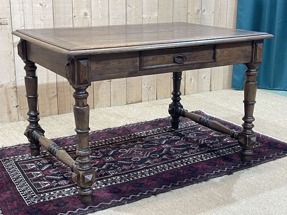 Oak Office Table with Drawer, 1930s for sale at Pamono