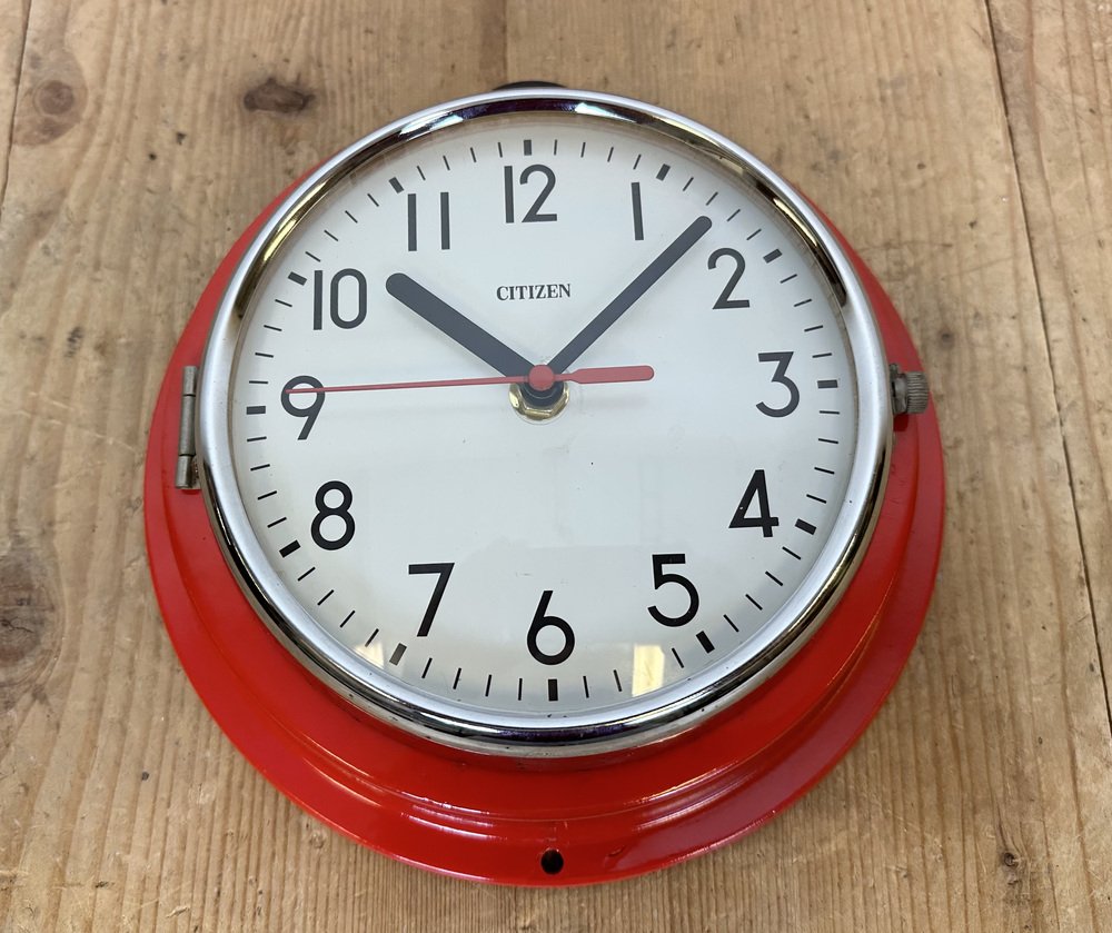 Vintage Red Citizen Maritime Wall Clock, 1990s for sale at Pamono