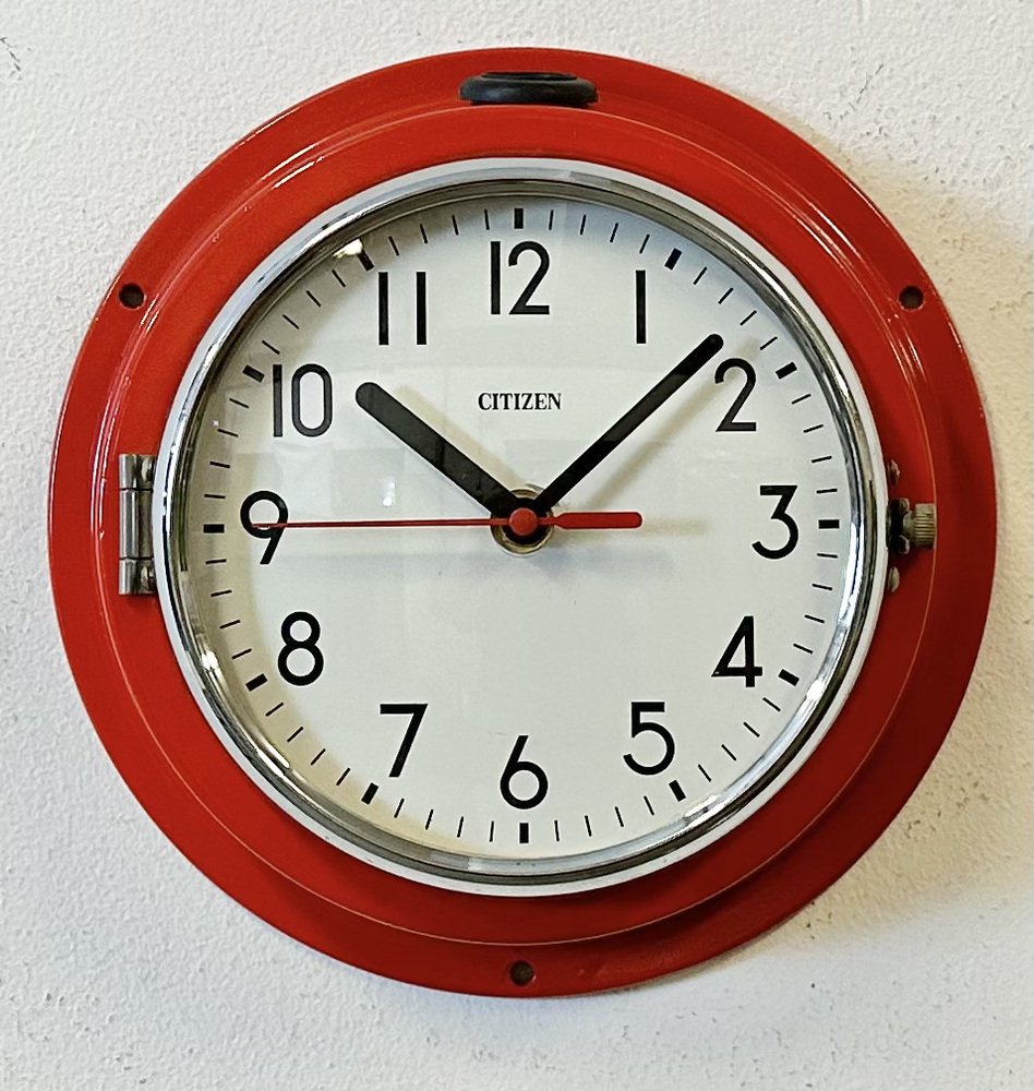Vintage Red Citizen Maritime Wall Clock, 1990s for sale at Pamono