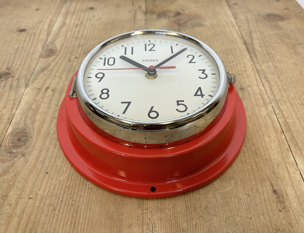 Vintage Red Citizen Maritime Wall Clock, 1990s for sale at Pamono
