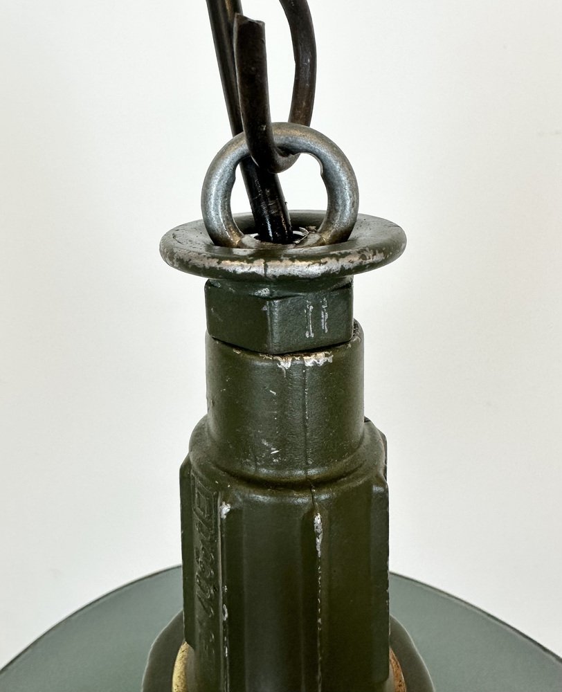 Industrial Enameled Military Pendant Lamp with Cast Aluminium Top ...