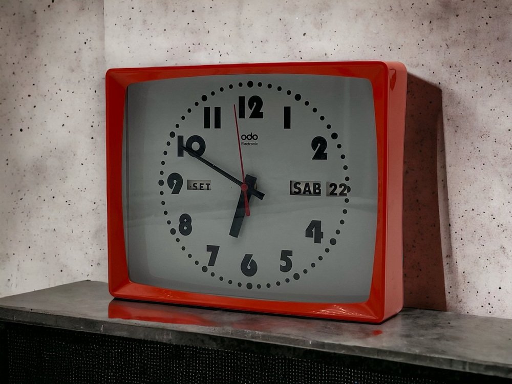 Space Age Wall Clock with Calendar from Odo France, 1970s for sale at ...