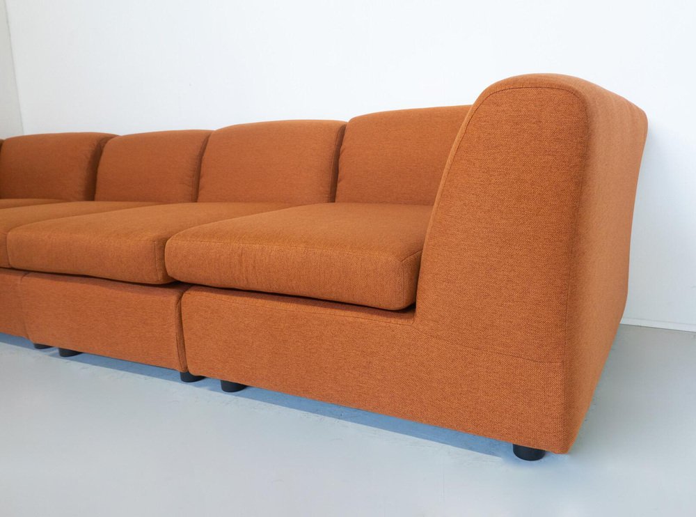 Mid-Century Modern Orange Modular Sofa, Italy, 1960s, Set of 6 for sale ...