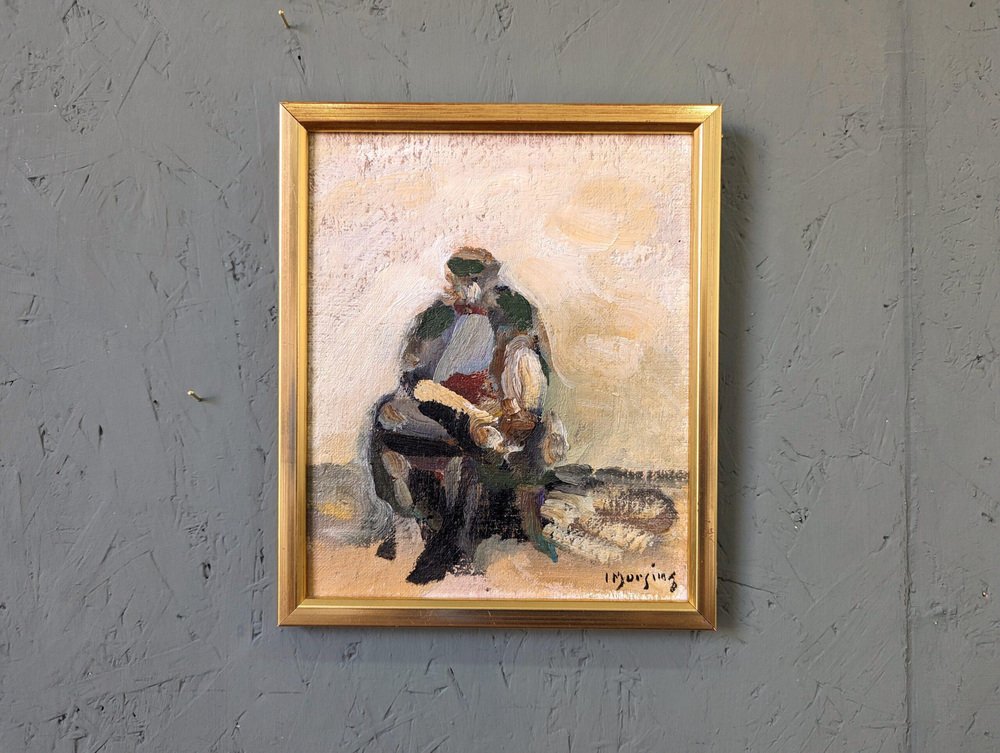 Sitting Still Portrait, Oil Painting, Framed for sale at Pamono