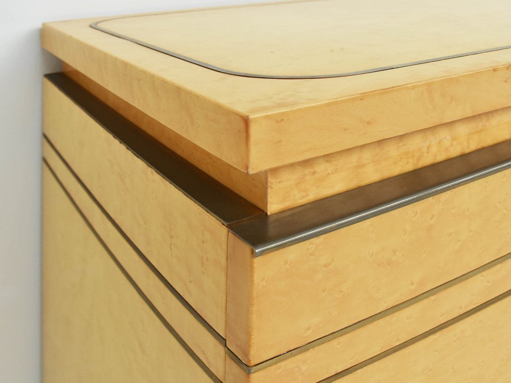 Sculptural Polished Birch Root Sideboard with Brass Detailed Rounded ...