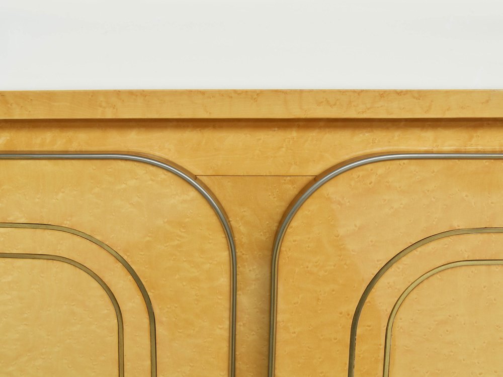 Sculptural Polished Birch Root Sideboard with Brass Detailed Rounded ...