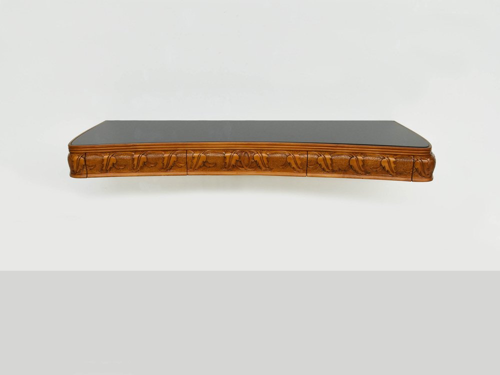 Suspended Console Table in Carved Maple by Osvaldo Borsani for Atelier ...
