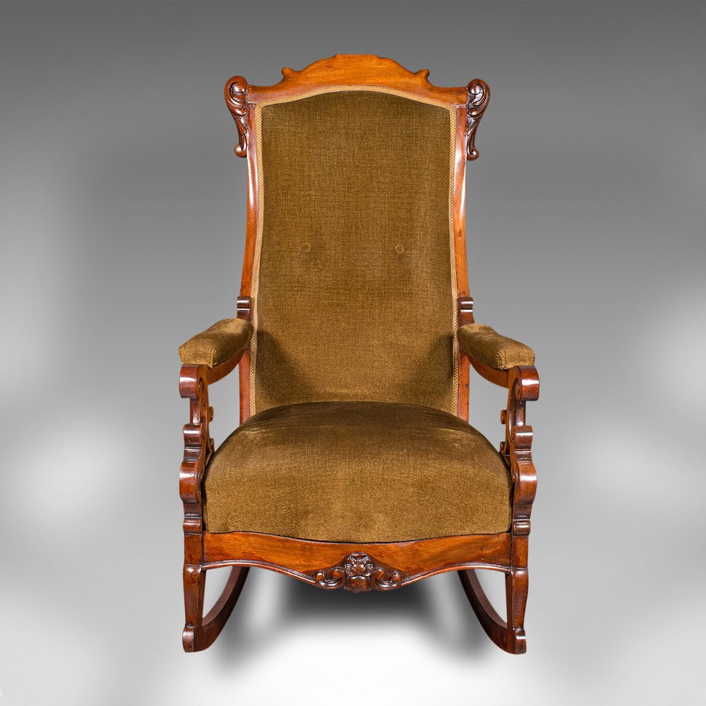 English Rocking Chair in Walnut, 1880s for sale at Pamono