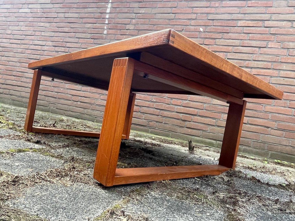 Danish Brutalist Wooden Table with Art Ceramic Tiled Top from Oxart ...