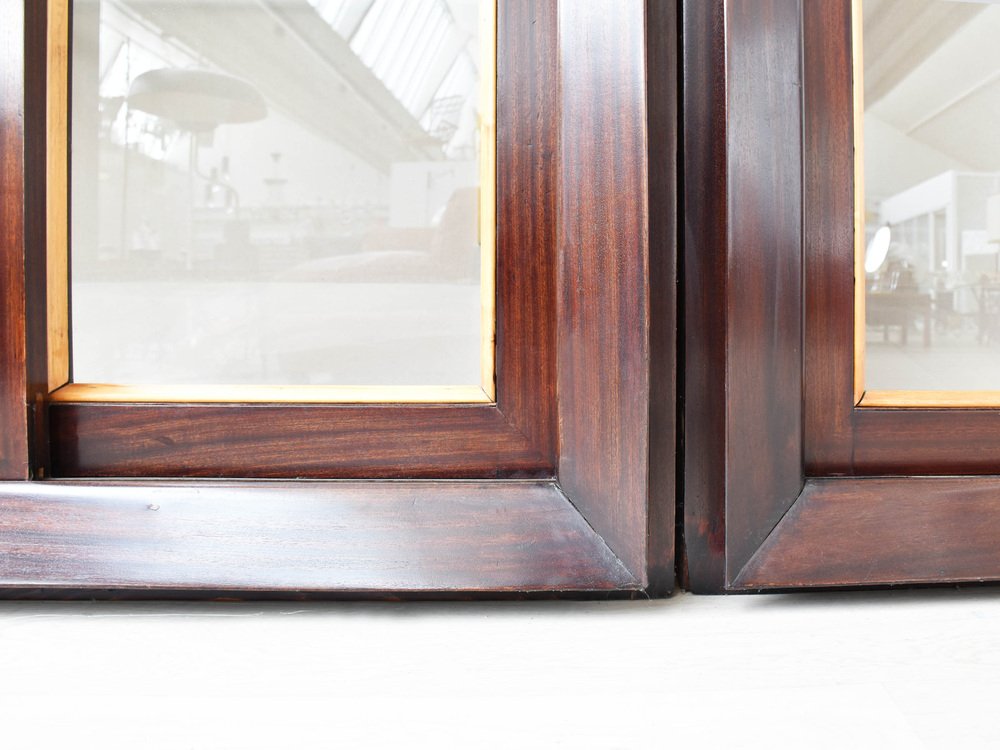 Large Italian Wardrobe with Sliding Doors and Brass Details attributed ...