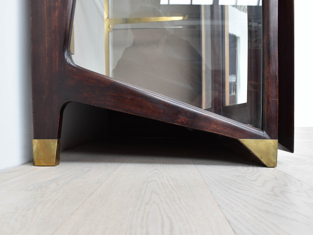 Large Italian Wardrobe with Sliding Doors and Brass Details attributed ...