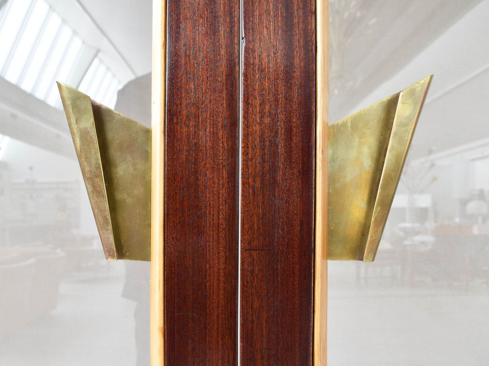 Large Italian Wardrobe with Sliding Doors and Brass Details attributed ...