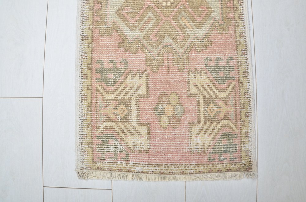Small Turkish Faded Pastel Wool Rug, 1960s for sale at Pamono