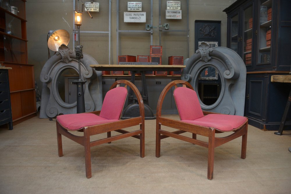 Vintage Model Argos Armchairs in Beech & Fabric from Baumann, 1970s ...
