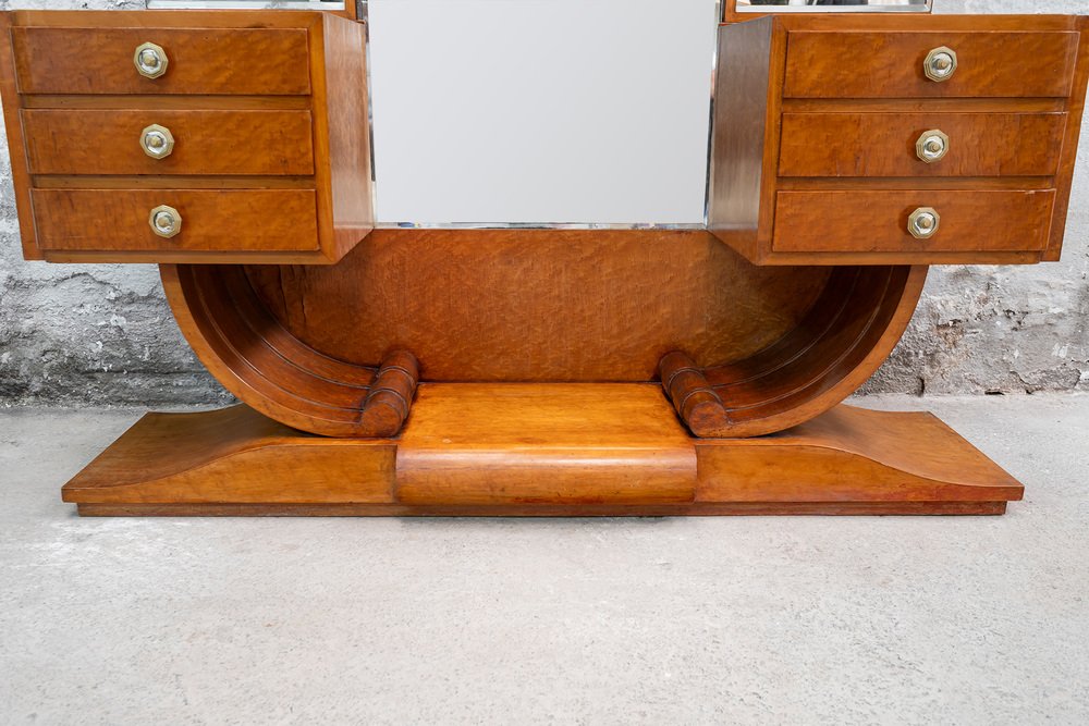 Large Art Deco French Dressing Table in Gilt Birch Root, 1920s for sale ...