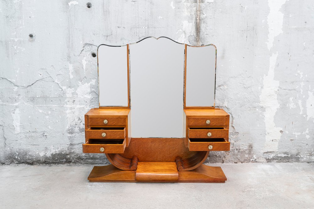 Large Art Deco French Dressing Table in Gilt Birch Root, 1920s for sale ...