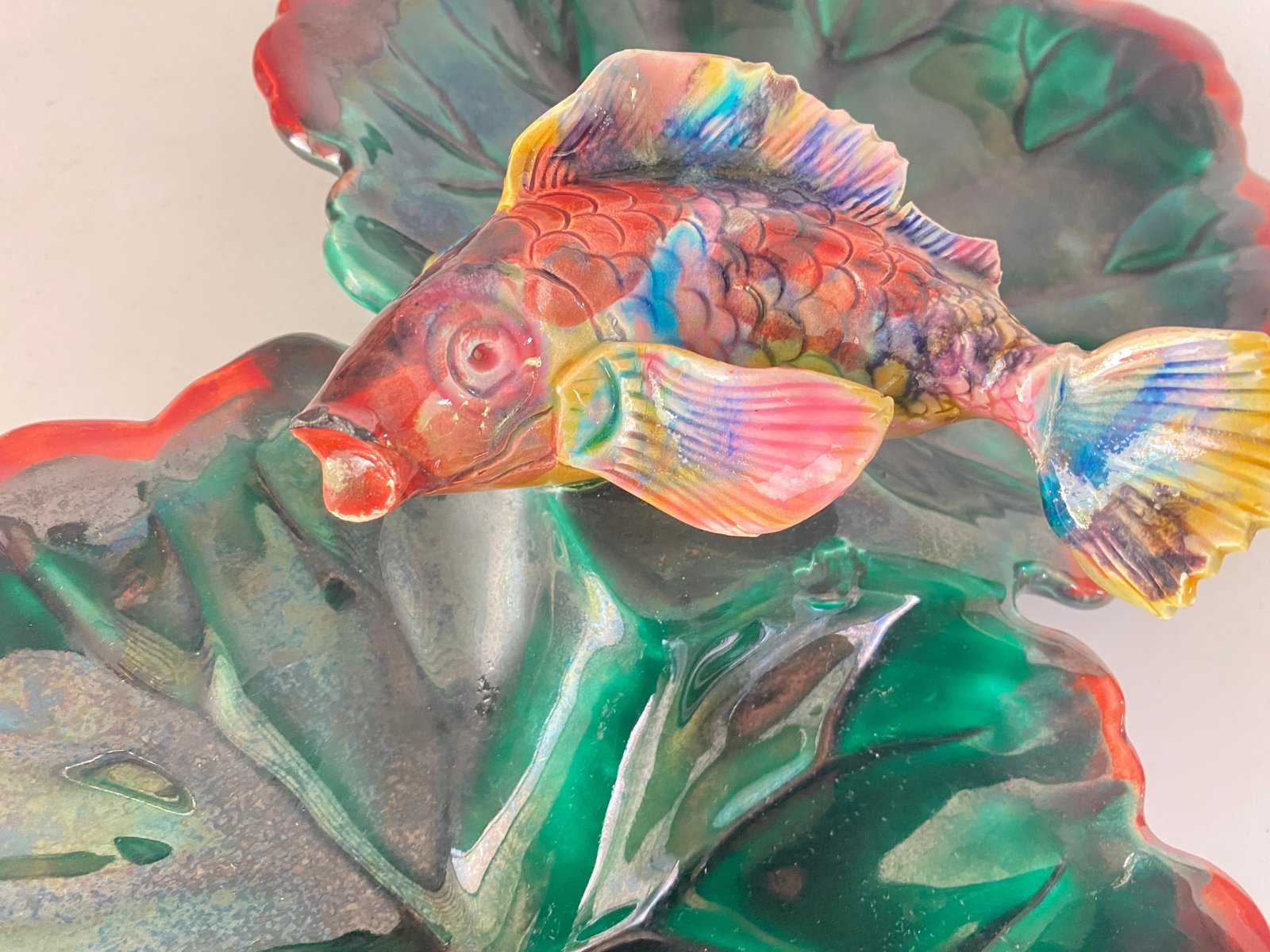 Large Ceramic Vide Poche in Shell Form with Sculpted Fish, France ...