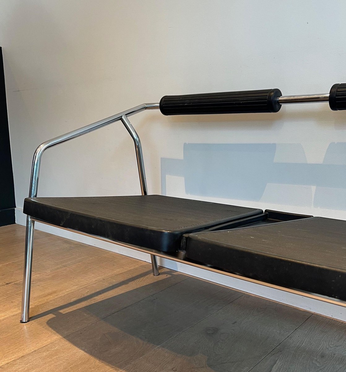 French Chrome and Rubber Metal Sofa from System, 1970s for sale at Pamono