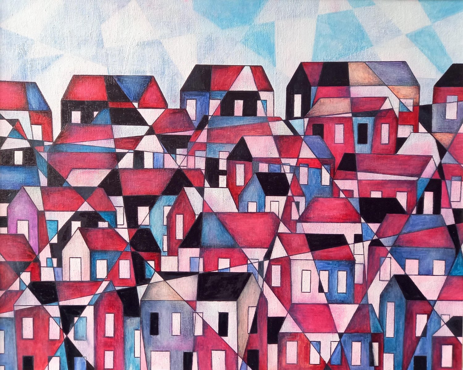 Christopher Barrow, Houses, Oil Painting, 2000s for sale at Pamono