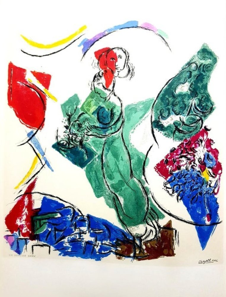 Marc Chagall, Woman in the Wind, Colour Lithograph, 1964 for sale at Pamono