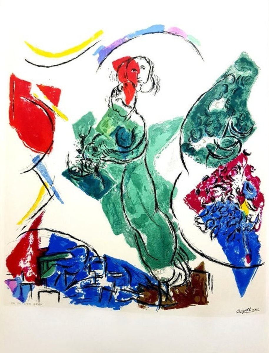 Marc Chagall, Woman in the Wind, Colour Lithograph, 1964 for sale at Pamono