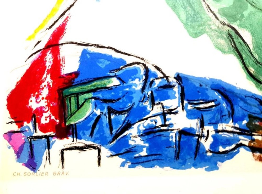 Marc Chagall, Woman in the Wind, Colour Lithograph, 1964 for sale at Pamono