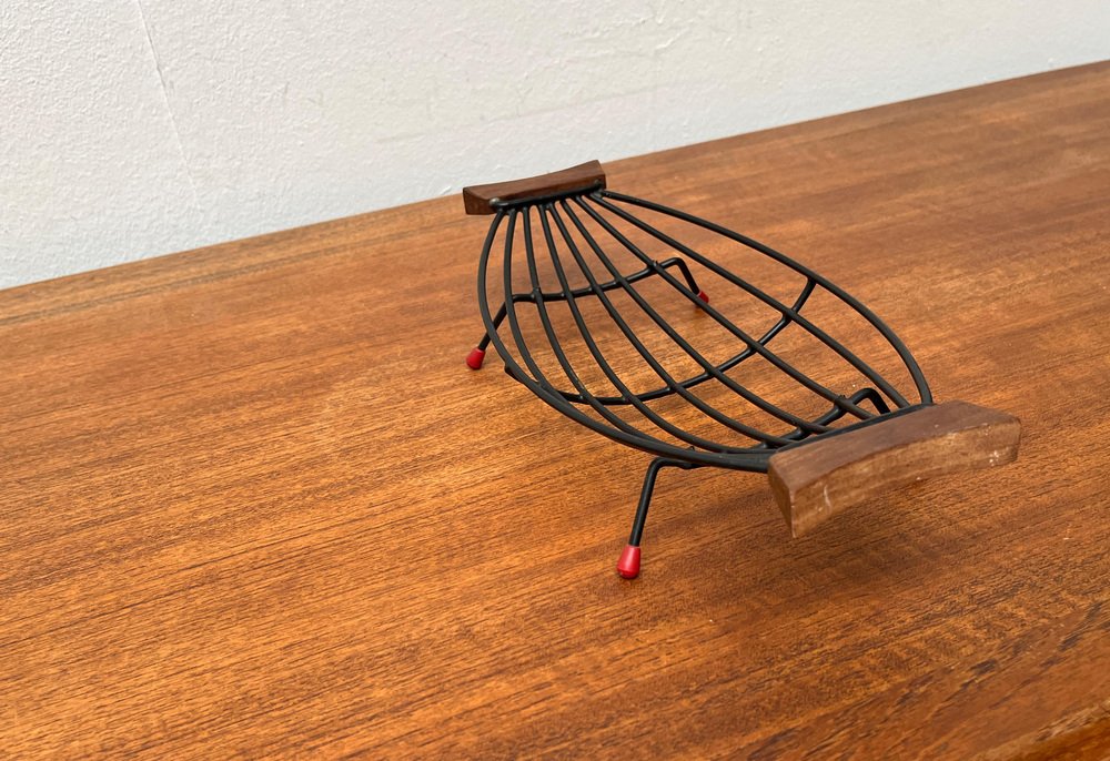 Mid-Century String Fruit Bowl with Teak Handle, 1960s for sale at Pamono