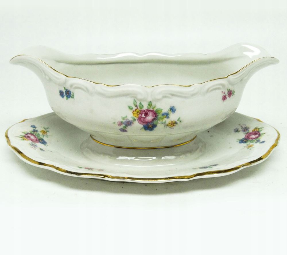 Art Deco Gravy Boat with Underplate from Tielsch Pottery, Poland, 1950s ...