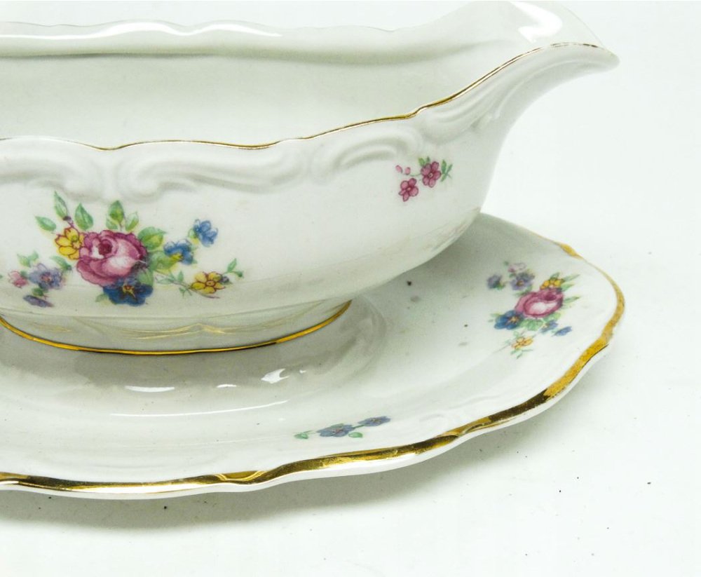Art Deco Gravy Boat with Underplate from Tielsch Pottery, Poland, 1950s ...