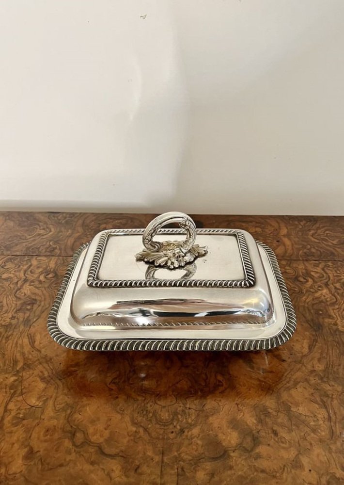 Edwardian Silver Plated Rectangular Entrée Dish, 1900s for sale at Pamono