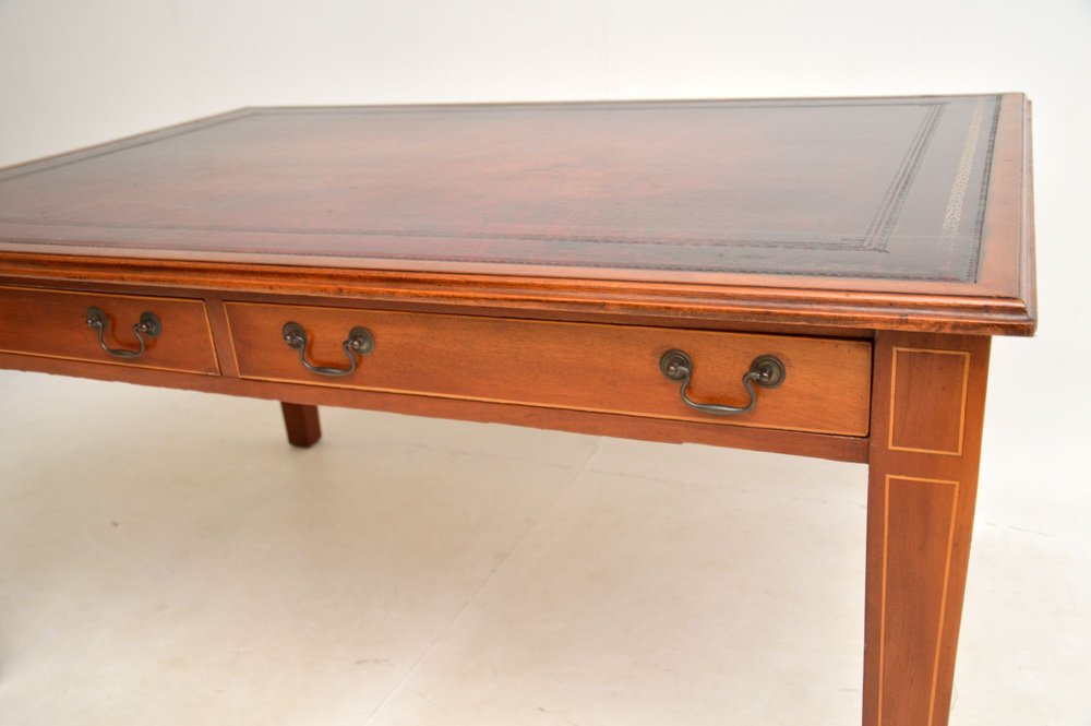 Large Edwardian Library Table or Desk, 1890s for sale at Pamono