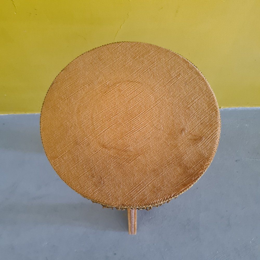 French Velour-Covered Wooden Side Table, 1970s for sale at Pamono