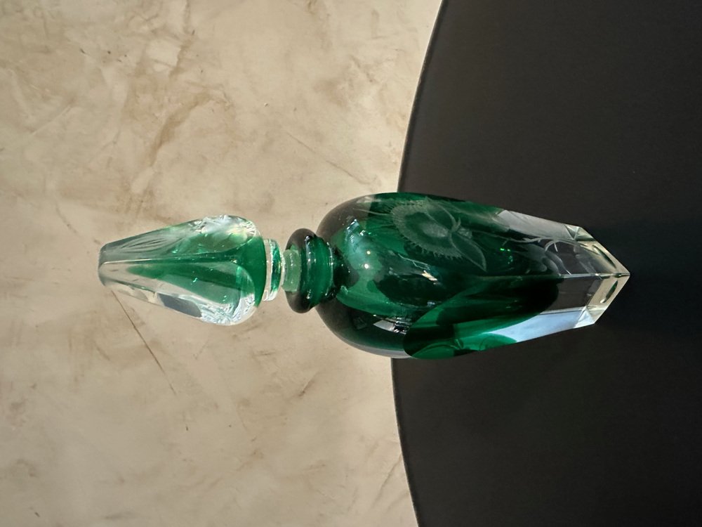Green Crystal Glass Bottle for sale at Pamono