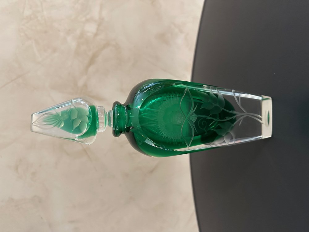 Green Crystal Glass Bottle for sale at Pamono