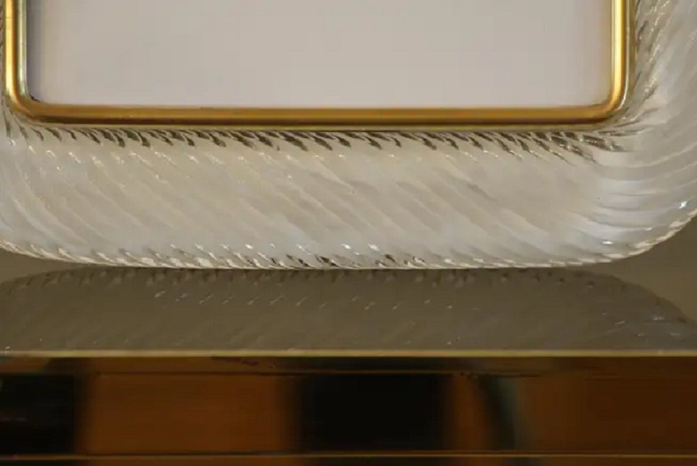 Milky White Twisted Murano Glass and Brass Picture Frame by Barovier ...