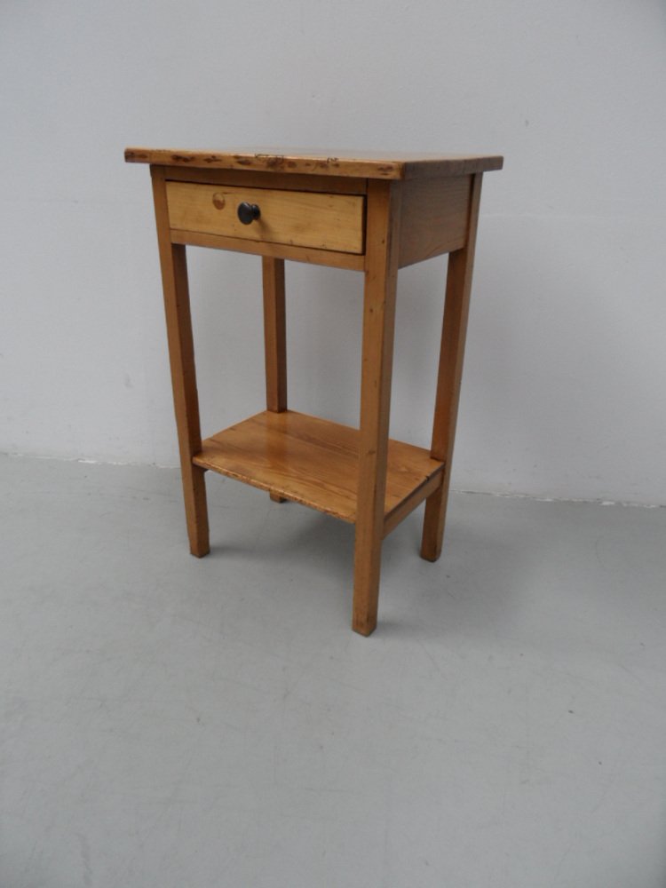 Vintage Pine Side Table with Drawer, 1930s for sale at Pamono