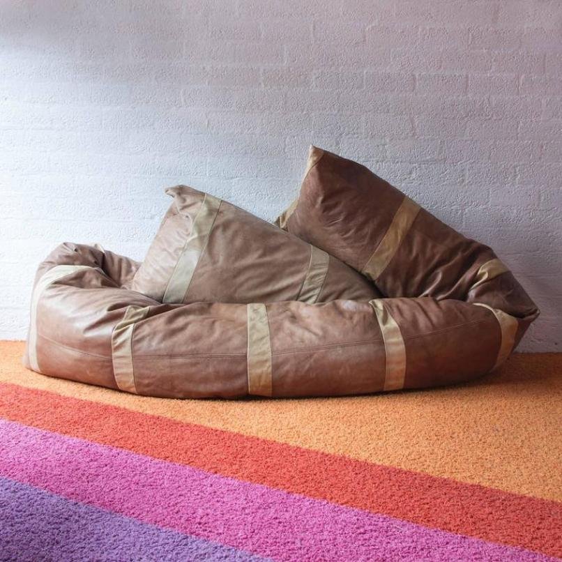 Mid-Century Brown Leather Snake Couch by Hans Roebers for sale at Pamono