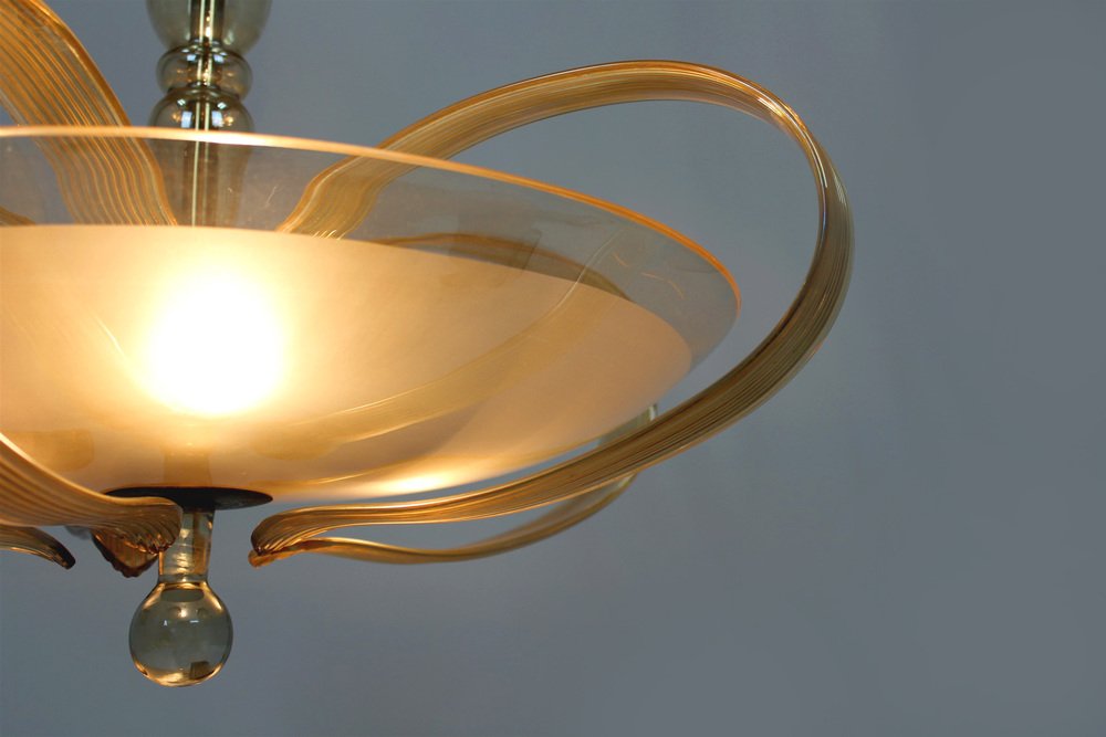 Tall Art Deco Curved Glass Ceiling Light from ESC Zukov, 1940s for sale ...