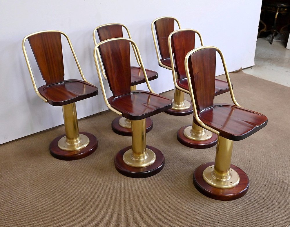 Early 20th Century Liner Chairs, England, Set of 6 for sale at Pamono