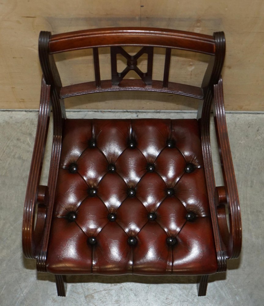 Vintage Hand Dyed Brown Leather Chesterfield Tufted Dining Chairs, Set ...