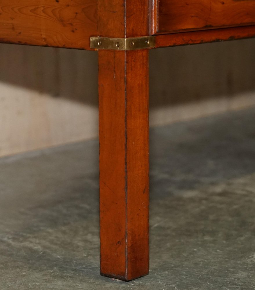 Military Campaign Burr & Burl Yew Brass 3 Drawer Coffee Table for sale ...