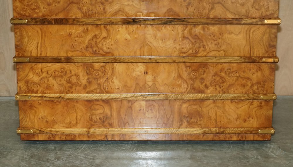 Large Burr Walnut Chest Trunk with Hidden Bottom Storage for sale at Pamono